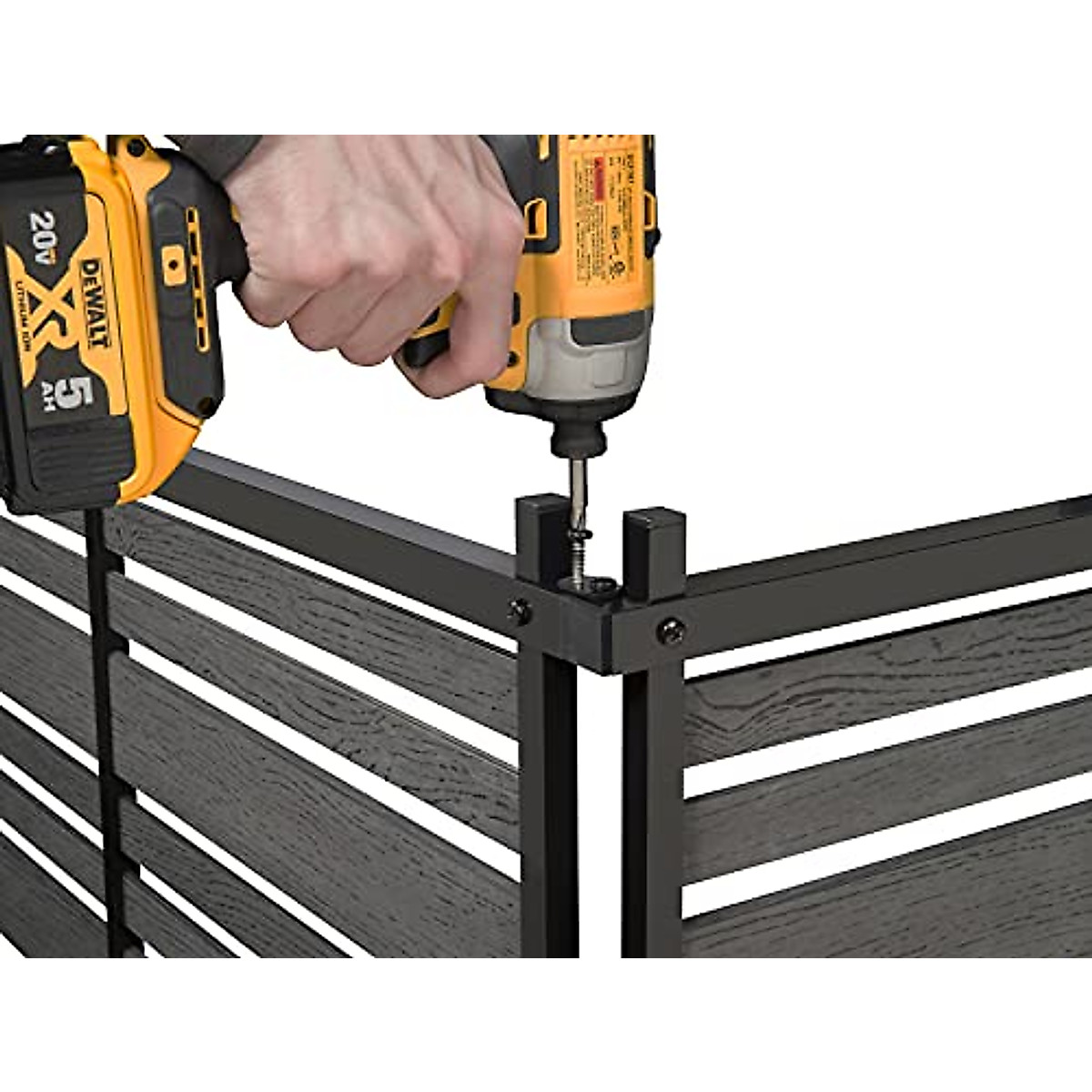 Enclo Privacy Screens 3.5ft H x 3ft W EC18004 Bedford WoodTek Vinyl Outdoor Privacy Fence Panel Screen No-Dig Kit, Gray (2-Pack)