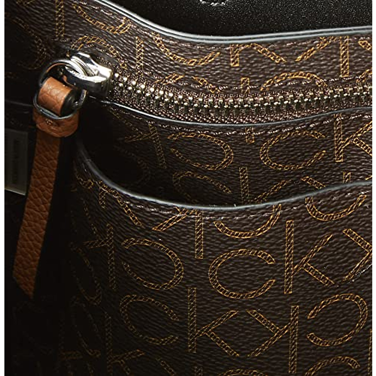 Calvin Klein Dilan Novelty Organizational Tote, Caramel Textured