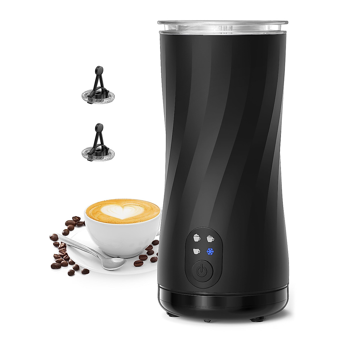 Milk Frother, Symdral 4-in-1 Milk Frother and Steamer, Automatic Hot and Cold Foam Maker & Milk Heater, with Auto Shut-Off, Silent Operation, Frother for Coffee, Latte, Cappuccino, Macchiato (Black)