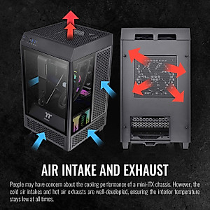 Thermaltake Tower 100 Black Edition Tempered Glass Type-C (USB 3.1 Gen 2) Mini Tower Computer Chassis supports Mini-ITX CA-1R3-00S1WN-00
