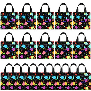 Pinkunn 20 Pcs Glow in the Dark Gift Bags with Handle Neon Decorative Non Woven Glow in the Dark Party Supplies