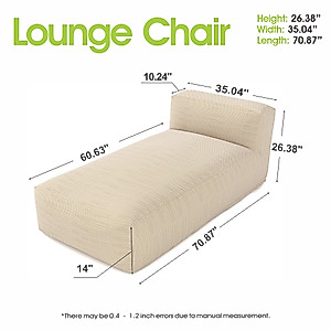 OPEAK Patio Furniture Chaise Lounge Chair Outdoor Reclining Chair Garden Pool Lounge Chairs for Outside Sunbathing Recliners Outdoor Bed Beach Chaise Lounge Chair Sunbed (Light Orange, 70'' Length)