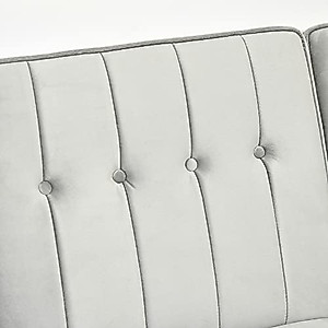 HOMCOM Upholstered L-Shaped Sofa Bed, Reversible Sectional Recliner Sofa Set, Velvet-Feel Sleeper Futon with Footstool, Grey