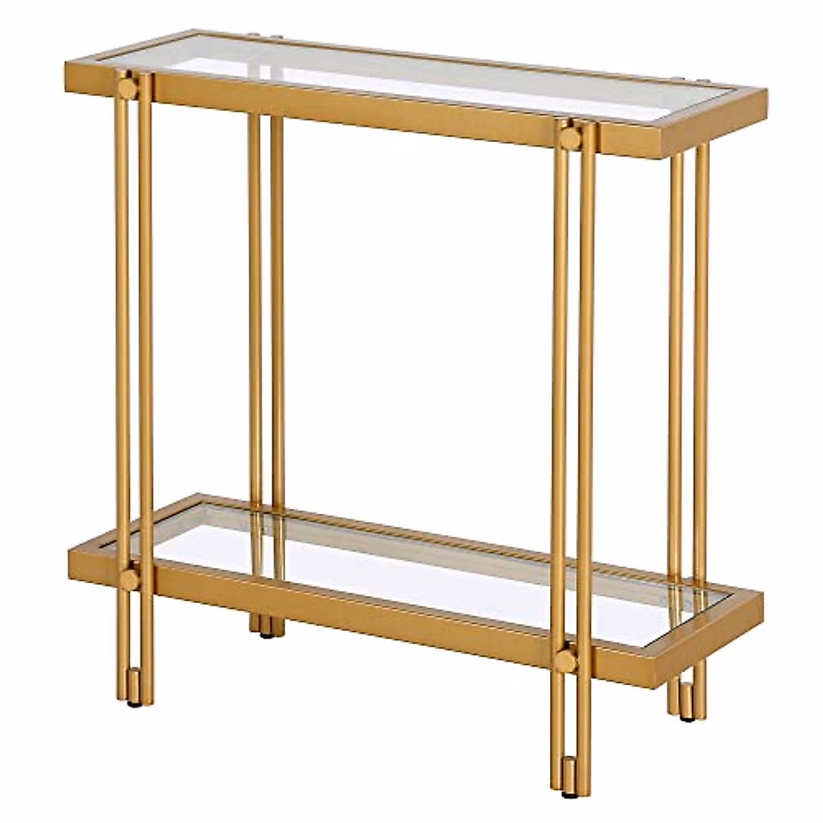 Henn&Hart 24" Wide Rectangular Side Table in Brass, Table for Living Room, Bedroom