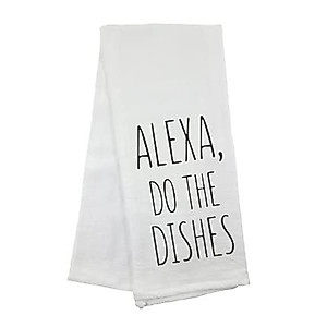 AB Lifestyles 2 Pack Cute Hand Towels with Sayings Dish Towels with Funny Sayings Alexa Do The Dishes Dish Towels for Bathroom Kitchen Camping Bath Sign Rustic Farmhouse Look
