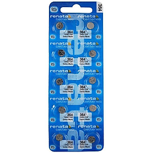 Renata 364 SR621SW Batteries - 1.55V Silver Oxide 364 Watch Battery (10 Count)