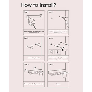 Hair Tool Organizer Wall Mounted - Wooden Hair Dryer Holder, Blow Dryer Holder for Bathroom, Rustic Hair Styling Tools Organizer for Flat Iron, Curling Wand, Hair Straighteners, Brushes, Black