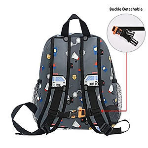 Glaphy Custom Kid's Name Backpack, Police Car Pattern Toddler Backpack for Daycare Travel, Personalized Name Preschool Bookbags for Boys Girls