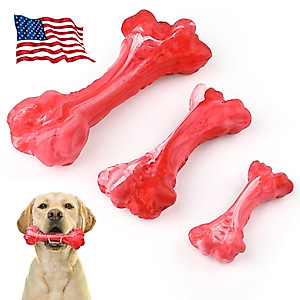 NEXA MALL-Dog Chews-Dog Chew Toys for Aggressive Chewers-Large Dog Chew Toys-Dog Bone Toy-Rubber Chew Toys for Dogs-Hard Rubber Dog Toys-Rubber Dog Bone. (Medium Size), red