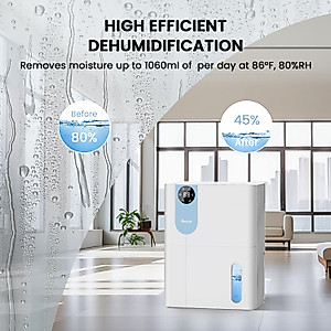 Dehumidifier, VEWIOR 152 OZ Dehumidifiers for Home, Quiet Dehumidifier for Basement with Large Water Tank, Dehumidifiers for Bathroom Bedroom RV Closet with Auto Shut Off and Night Light