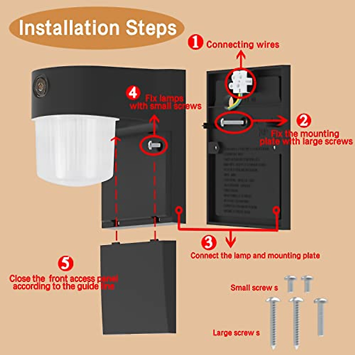 Owleye LED Wall Pack Light Porch Light with Photocell, 1000LM [AC120/60HZ] IP54 Waterproof Dusk to Dawn Outdoor Lighting Fixture for Garage Warehouse Garden 4000K-Daylight 4 Pack-Black