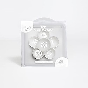 ezpz Mini Play Mat - 100% Silicone Suction Flower Plate with Built-in Placemat for Infants + Toddlers - Crafting + Snacks - Divided Plate - Dishwasher Safe (Cream)