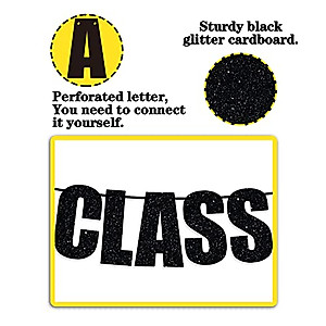 Class of 2023 Banner, 2023 Graduation Theme Party Decorations Supplies, Congrats Grad High School / College Graduate Bunting Sign, Black Glitter