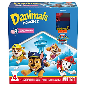 Danimals Squeezables Low Fat Yogurt Pouch, Cotton Candy, Gluten-Free,3.5 Oz, Pack of 4