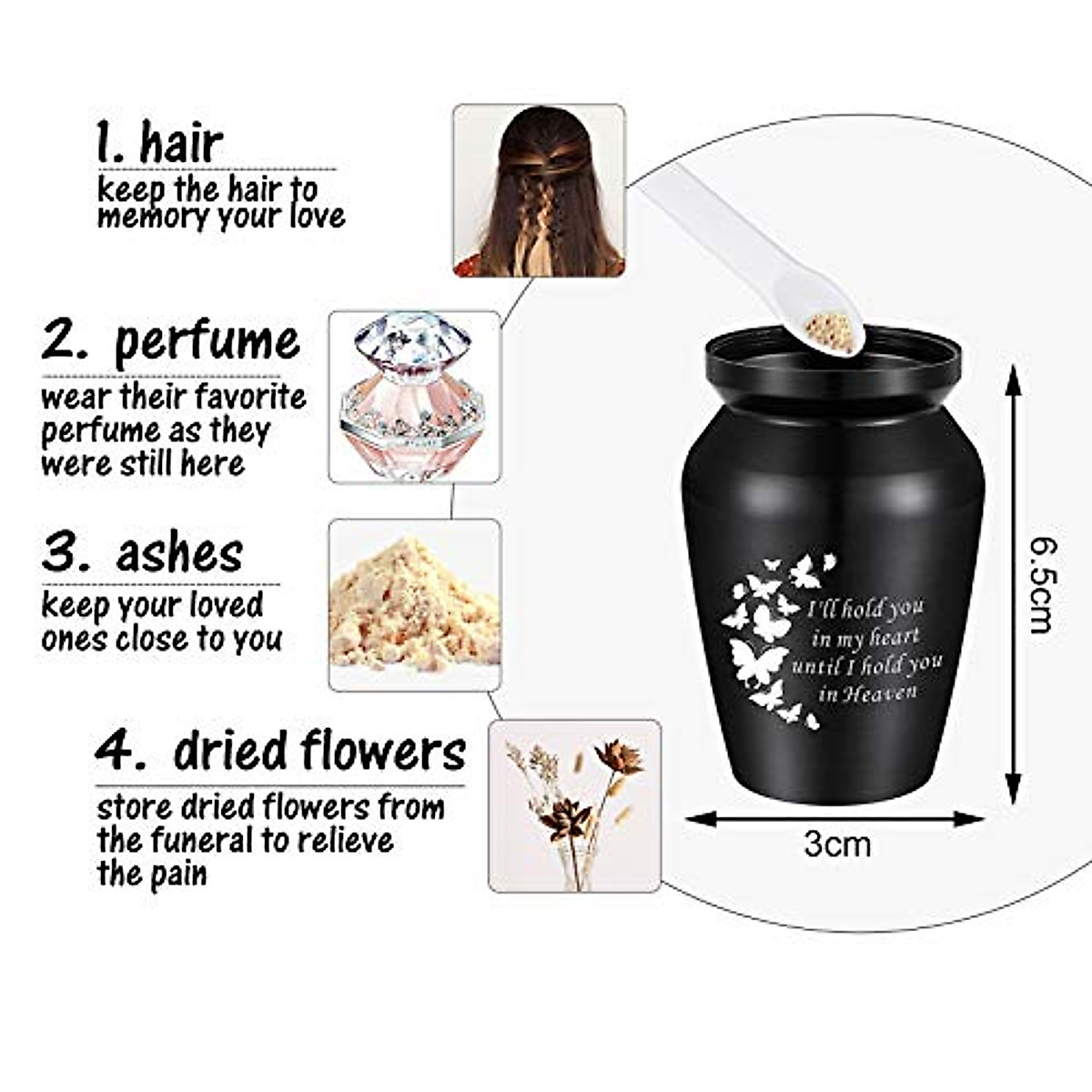 Dletay Small Urn for Human Ashes Small Keepsake Urn Mini Cremation Urns for Ashes Aluminium Memorial Ashes Holder-I'll Hold You in My Heart Until I Hold You in Heaven