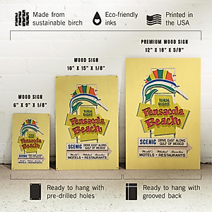 Lantern Press 6x9 Inch Wood Sign, Ready to Hang Wall Decor, Pensacola Beach, Florida, Sign,