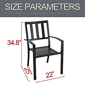 LOKATSE HOME Patio Dining Chairs Set of 4 Metal Armchairs Outdoor Furniture for Poolside, Backyard, Balcony, Garden, Porch, Black