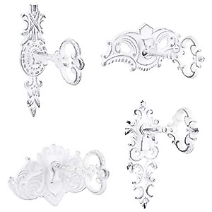 AuldHome Shabby Chic Hooks, Key-Shaped (Set of 4); Lock & Key Style Rustic Wall Hooks for Coats, Towels, Bathroom, Entryway and More