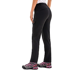 Outdoor Fleece Ski Pants, Clothin Women 's Waterproof Climbing Trekking Hiking Insulated Snow Pants (Black,US 6 CN L)