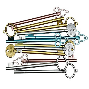 Maydahui 12PCS Key Shape Rollerball Pen Delicate Durable Retro Pens Black Gel Ink Refills for Boys School Stationery Supplies