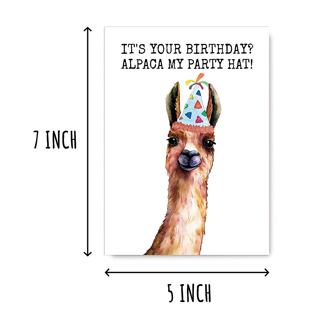 OystersPearl It's Your Birthday Alpaca My Party Hat - Birthday Card - Alpaca Card - Greeting Card - Funny Happy Birthday Card - Watercolor Alpaca Card