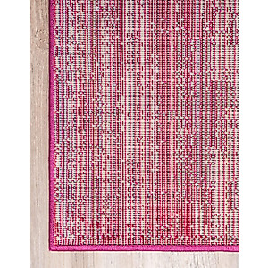 Unique Loom Jardin Collection Colorful, Vibrant, Abstract Watercolor Area Rug, 6' 1" x 9' Rectangle, Pink/Brown
