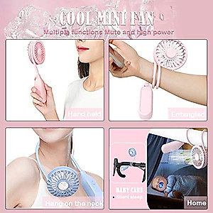 LYHMGZ Mini Handheld Portable Baby Stroller Fan Flexible Stand Fix on Student Bed Bike Crib Car Seat ,3 Speeds USB or Battery Powered Fan,personal fans small quiet (Pink)