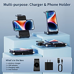 GEJIUCAI Magnetic Wireless Charger, 3 in 1 Fast Wireless Charging Station for Multiple Devices, for iPhone 14/Pro/Max/Plus/13/12, Apple Watch Ultra 8/7/6/5/4/3/2, AirPods 3/Pro/Pro2