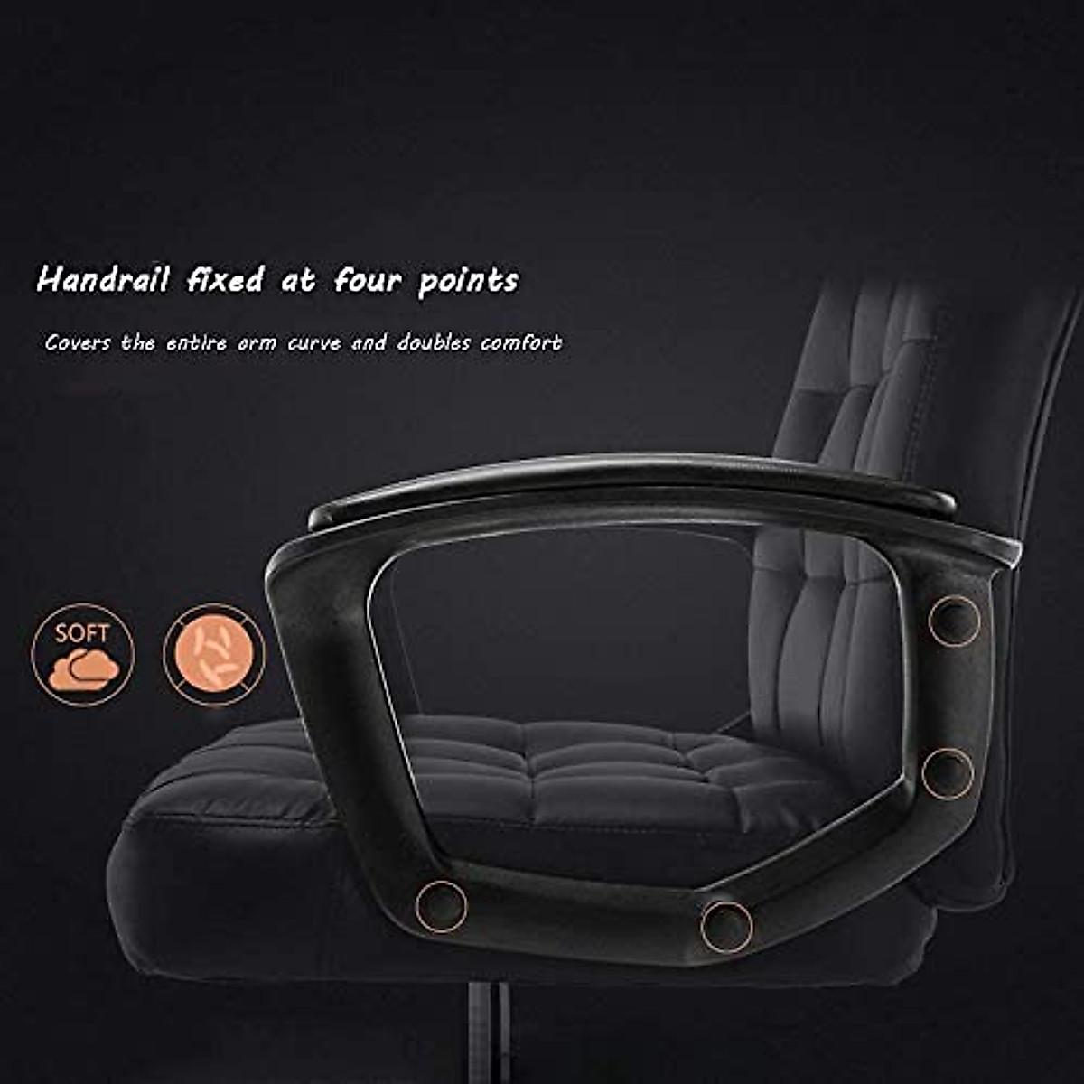 SHAWLA Chairs Mid-Back Flannel Adjustable Computer Office Desk Chair Lifting Study Chair (Color:Black)