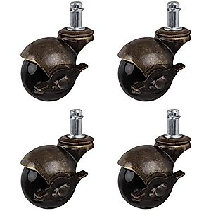 Furniture Castors,Swivel Caster Wheels,Industrial Castor Wheels Heavy Duty Ball Caster Stem 2" 50mm Set of 4 Load Capacity 75KG / 165 Lbs (4) with Metal Sockets Replacement Vintage Antique-A