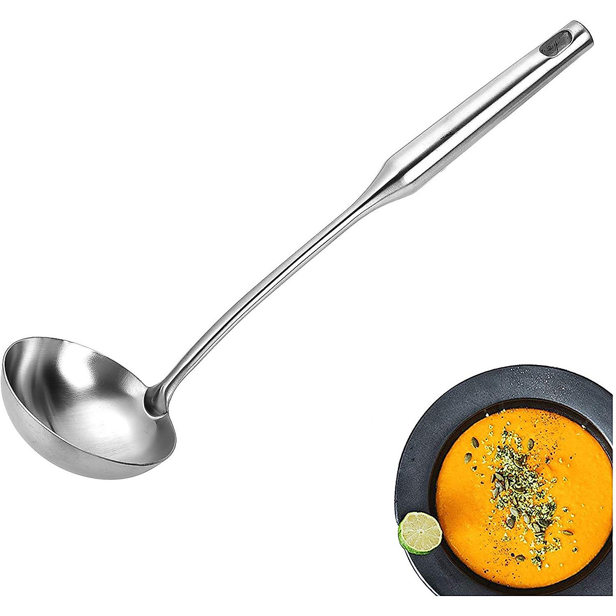 TBWHL Metal Soup Ladle 304 Stainless Steel Gravy Sauce Ladle with Long Handle for Kitchen 13.4"