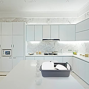 Qqbine 36 Quart Commercial Bus Tubs, Plastic Bus Box Dish Pan Basin, Gray, 4 Packs