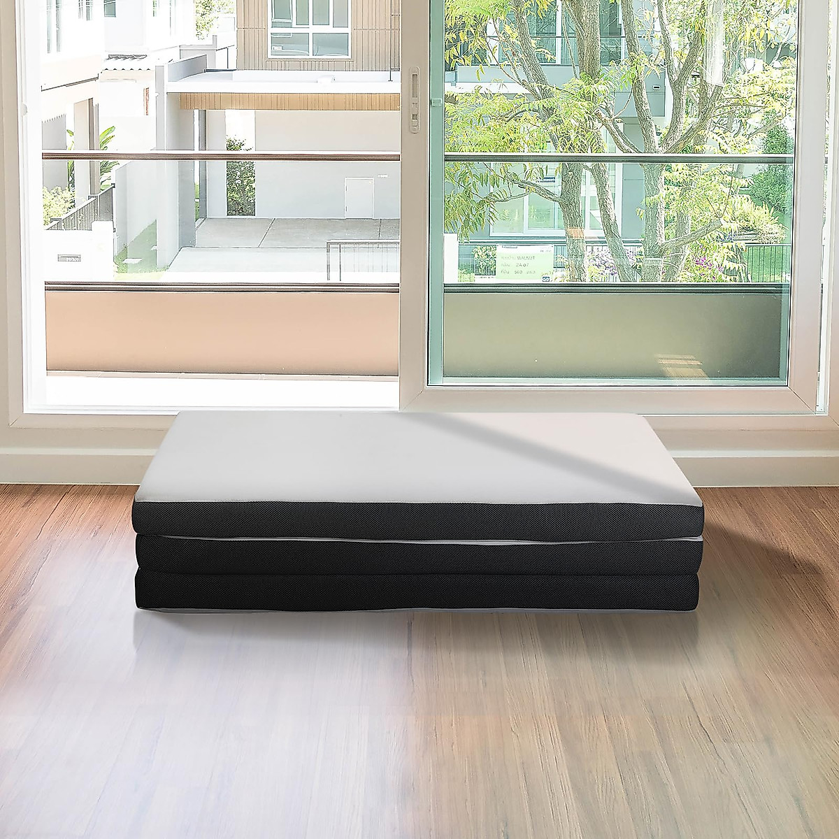 Folding Gel Memory Mattress, CertiPUR-US Portable Mattress Topper, Tri-Fold Mattress with Washable Cover-Foldable Foam Mattress Medium Firmness, for Travel, Camping, Sleepovers (Twin XL)