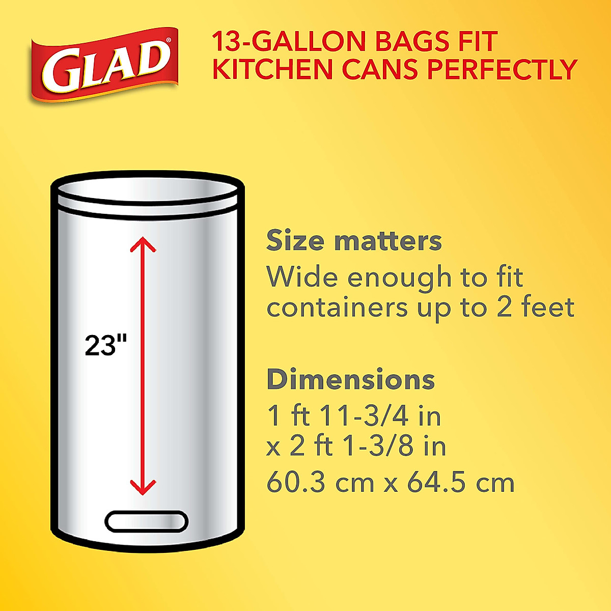 GLAD ForceFlex Tall Kitchen Drawstring Trash Bags, 13 Gallon Grey Trash Bag for Kitchen Trash Can, Odor Shield, Odor Eliminator and Leak Protection, 110 Count