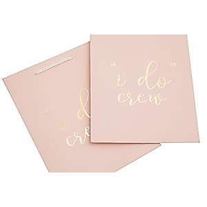 I Do Crew Gift Bags - 12 Pack Baby Pink Bridal Favor Bag 210msg with Gold Foil '"i do" Crew' Print for Bridal Party Bridal Shower Bachelorette Party Hens Party Bridesmaid Gift Bags - 9"x7"x4"