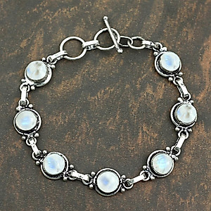Moonstone Bracelet For Women | White Stone June Birthstone Moon Stone Handmade Link Bracelet | Mother's Day Gifts For Her | Silver Bracelets for Women | Boho Handmade Bracelets