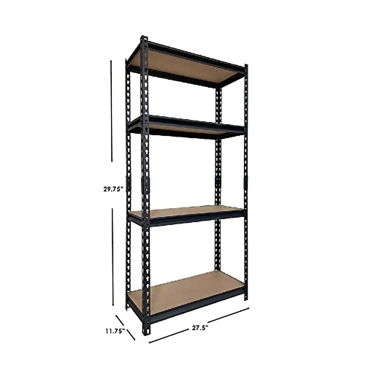 Home Basics Quick Assembly 4 Tier Heavy Duty Shelf, Black | Solid Construction | MDF Shelves | Made from High Strength Powder Coated Steel | Great for a Garage or Basement | Home or Office (25"x 59")