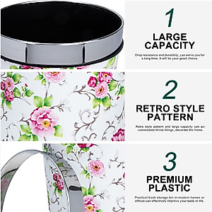 BESPORTBLE Large Laundry Hamper Trash Can Wastebasket Flower Garbage Bin for Bathroom Kitchen Bedroom Office Holds Trash Waste Garbage Recycling 6L Stainless Steel Trashcan