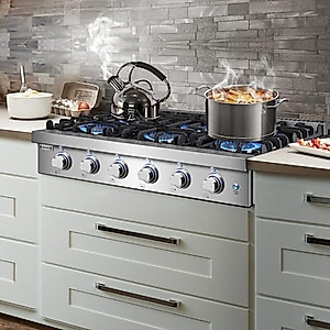 AAOBOSI Gas Cooktop 36 inch Gas Stove Built-in Gas Range Commercial Gas Stove Top, Propane Cooktop NG/LPG Switch, 6 Cast Iron Stove Top Covers for Gas Burners with 6 Burners for Cooking, Gas Grilling