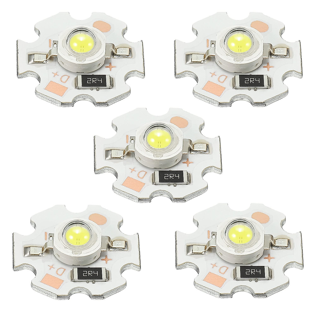 MECCANIXITY COB LED Light Chip Bead 3W 280lm 6000-6500K 20mm 5VDC Energy Saving Bulb for Spotlight Floodlight Replacement White 5Pcs