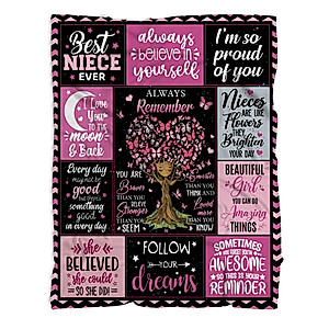 MUCHNEE Birthday Gift for Niece, to My Niece Blankets 50''x60'', Niece Gifts from Auntie Uncle, Niece Throw Blanket for Girls Woman, Gift for Niece from Aunt, Niece Christmas Graduation Gift Ideas