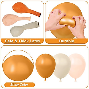 YAOWKY ThanksGiving Balloons Fall Garland Arch Kit,124pcs 18 12 5 In Burnt Orange Pastel Orange White Sand Balloons for ThanksGiving Fall Baby Shower Birthday Pumpkin Themed Party Decorations