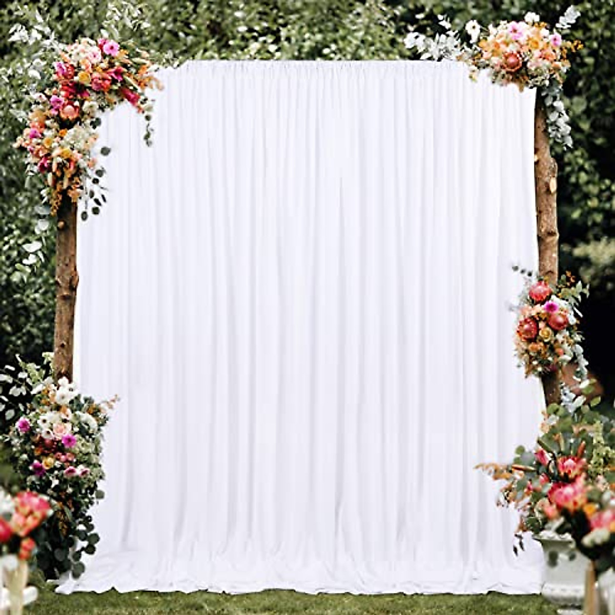 White Backdrop Curtain Polyester Backdrop for Wedding Party Baby Shower Birthday Photography Ceremony 5ft x 8ft 2 Panels