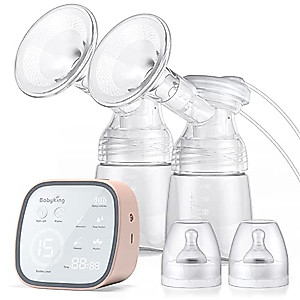 Breast Pump, BabyKing Electric Breast Pump with 3 Modes & 15 Levels, Pain Free Strong Suction Power Touch Panel High Definition Display, Ultra-Quiet Rechargeable for Travel & Home