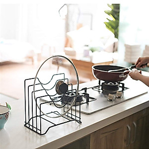 Cutting Board Holder Pot Lid Organizer Rack can hold up to 1.18 inches thick Cutting Board,Bakeware,Baking Tray,Pan,Lid and Book (Black)