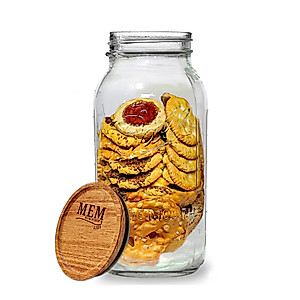 Wide Mouth Mason Jar 64 oz - (1 Pack) - Ball Wide Mouth 64-Ounces Half Gallon Mason Jar with M.E.M Wooden Storage Lid. Ball 64oz Wide Mouth Half Gallon Mason Jar For Storage, Grains, Herbs, Pasta,