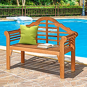 Tangkula Outdoor Eucalyptus Wood Folding Bench, 4 Ft Foldable Solid Wood Garden Bench, Two Person Loveseat Chair for Garden, Patio, Porch, Poolside, Balcony, Teak (Natural)