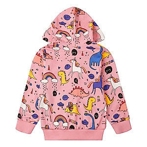RETSUGO Girls Zip Up Jackets Baby Toddler Girl Hoodies Unicorn Rainbow Sweatshirts with Pockets Kids Winter Coats Casual Outerwear 5t