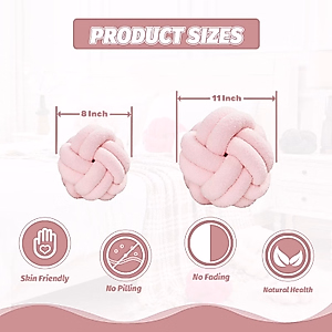 Uvvyui Knot Pillow Ball, Soft Pink Home Decor Knotted Pillows, Handmade Round Plush Throw Pillow, Aesthetic & Cute Large Decorative Pillows for Bed, Floor, Couch, Bedroom Home Decor 8 inches