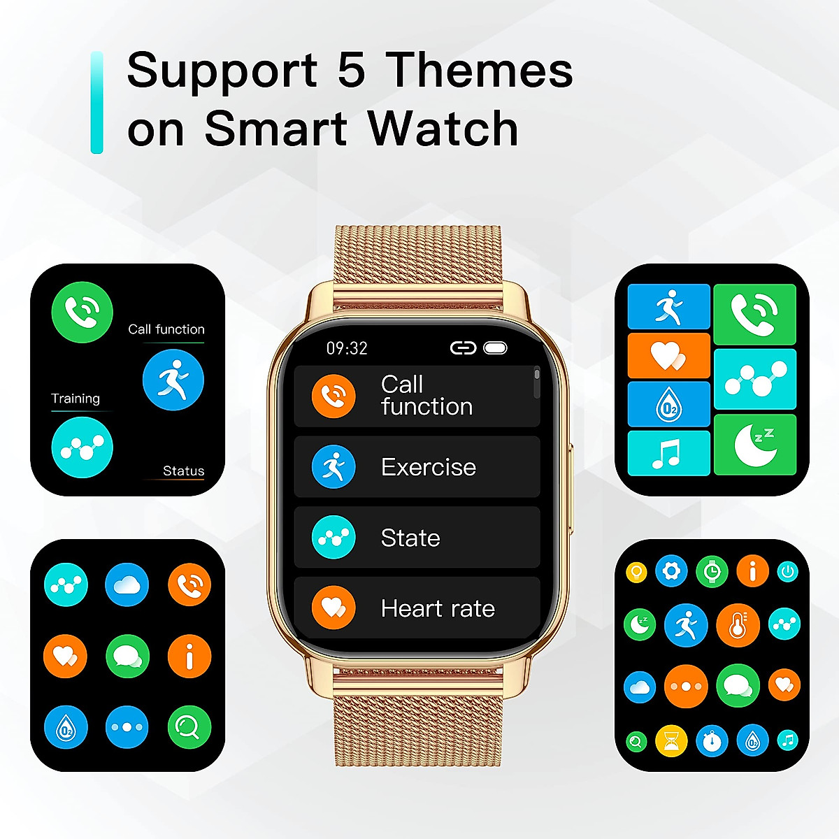 Popglory Smart Watch for Women & Men, 1.85'' Call Receive/Dial Smartwatch, Fitness Tracker with Blood Pressure/SpO2/Heart Rate Monitor, Fitness Watch with 2 Straps 3 Cables for iOS & Android Phones